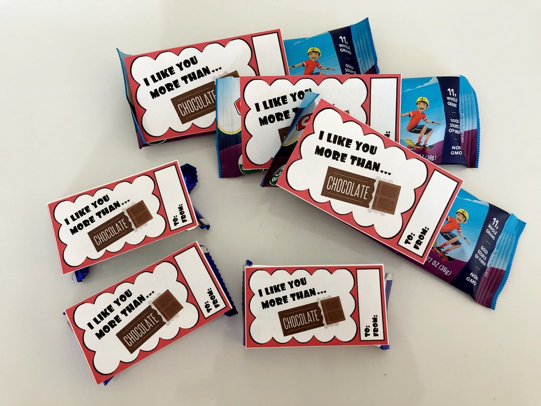 I Like You More Than Chocolate Printable Valentine - Etsy