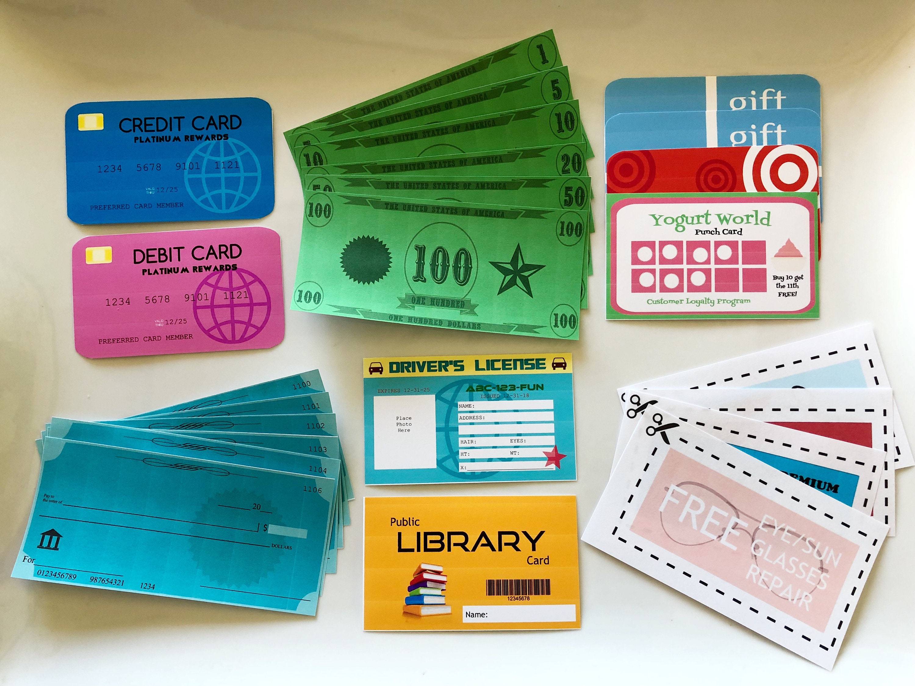 Pink Play Wallet Printable With Play Cards Play Money Play - Etsy