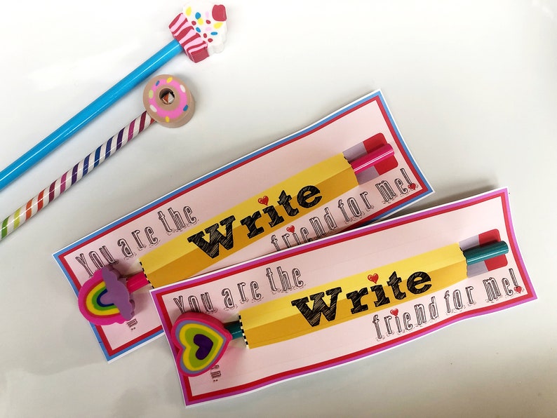 Pencil Printable Valentine you Are the Write Friend for Me - Etsy