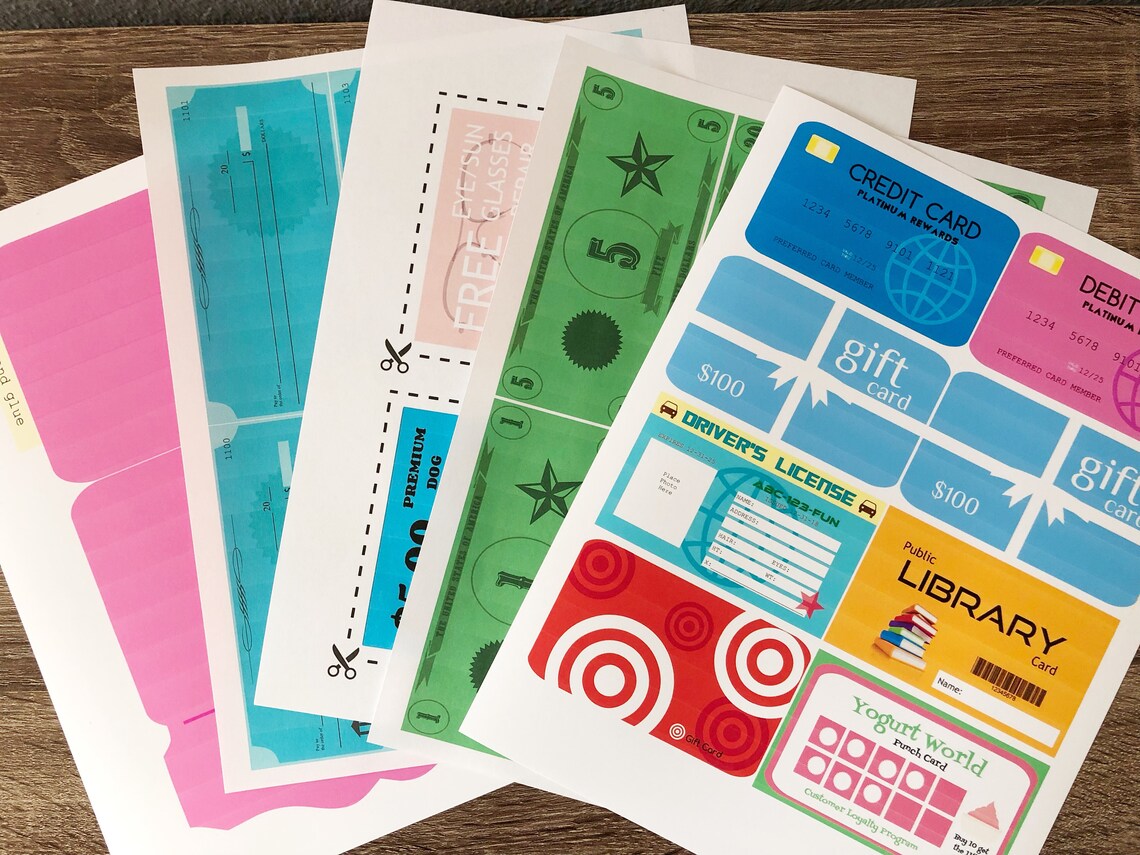 Pink Play Wallet Printable With Play Cards Play Money Play - Etsy