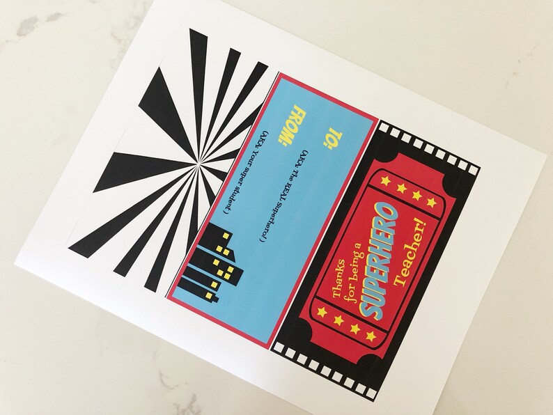 Superhero Teacher Movie Ticket Printable Envelope - Etsy