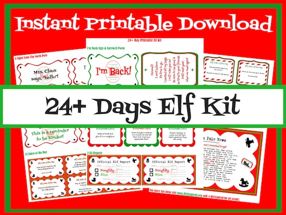 24 Days Printable Elf Kit Instant Download - Etsy UK