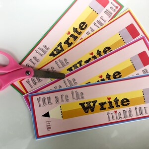 Pencil Printable Valentine -you Are the Write Friend for Me - Etsy
