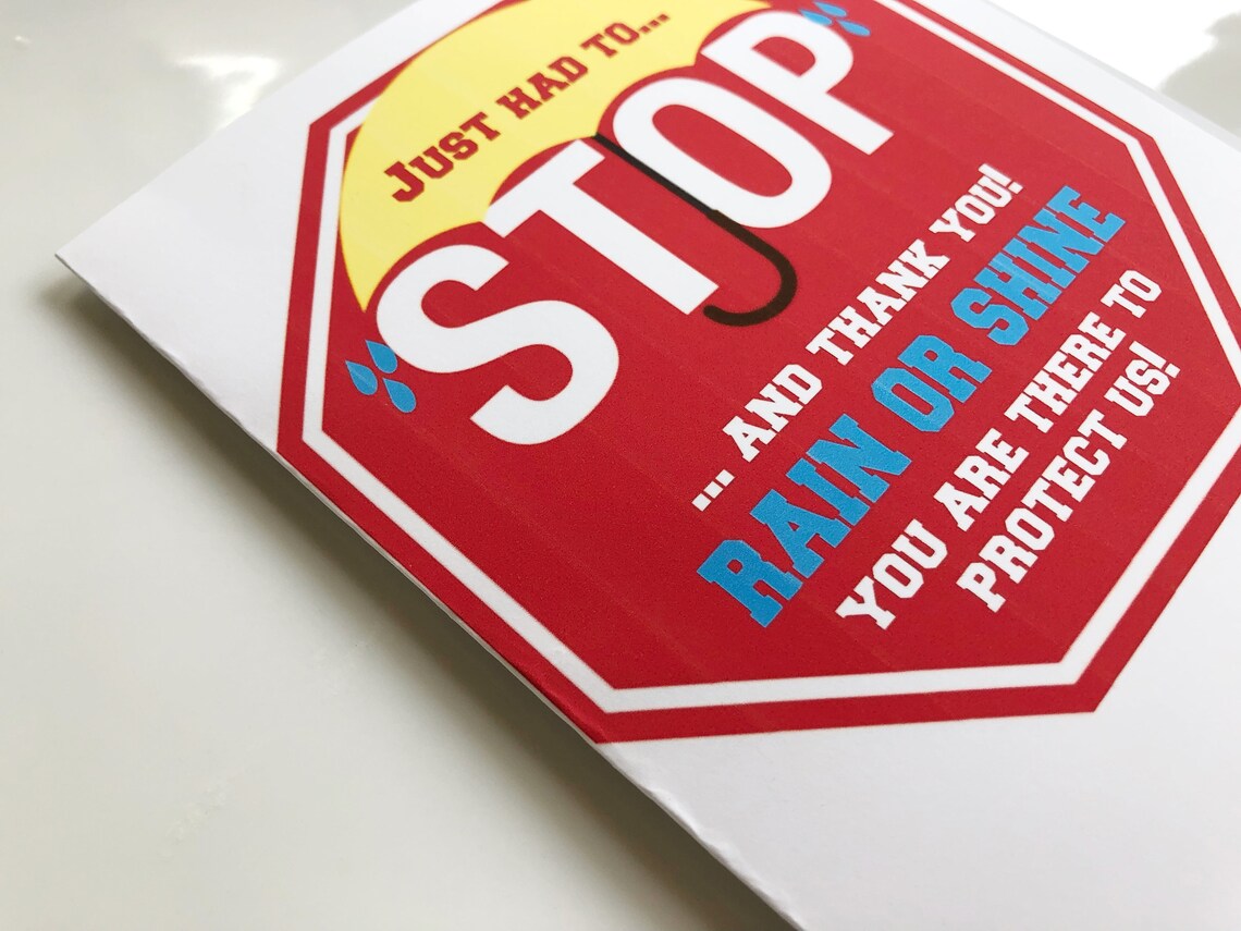 Crossing Guard Printable Thank You Card - Rain or Shine - Etsy