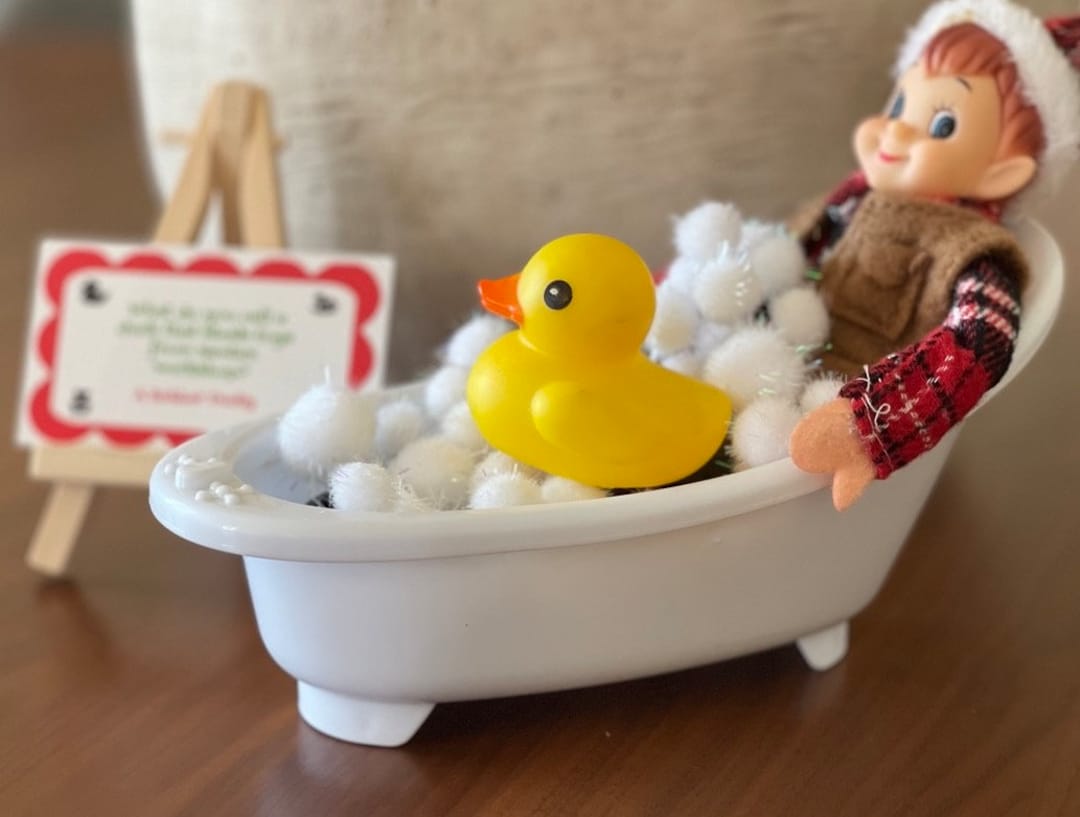 Elf Sized Bathtub, Rubber Duck and Elf Props, Elf Arrival Deluxe Elf ...