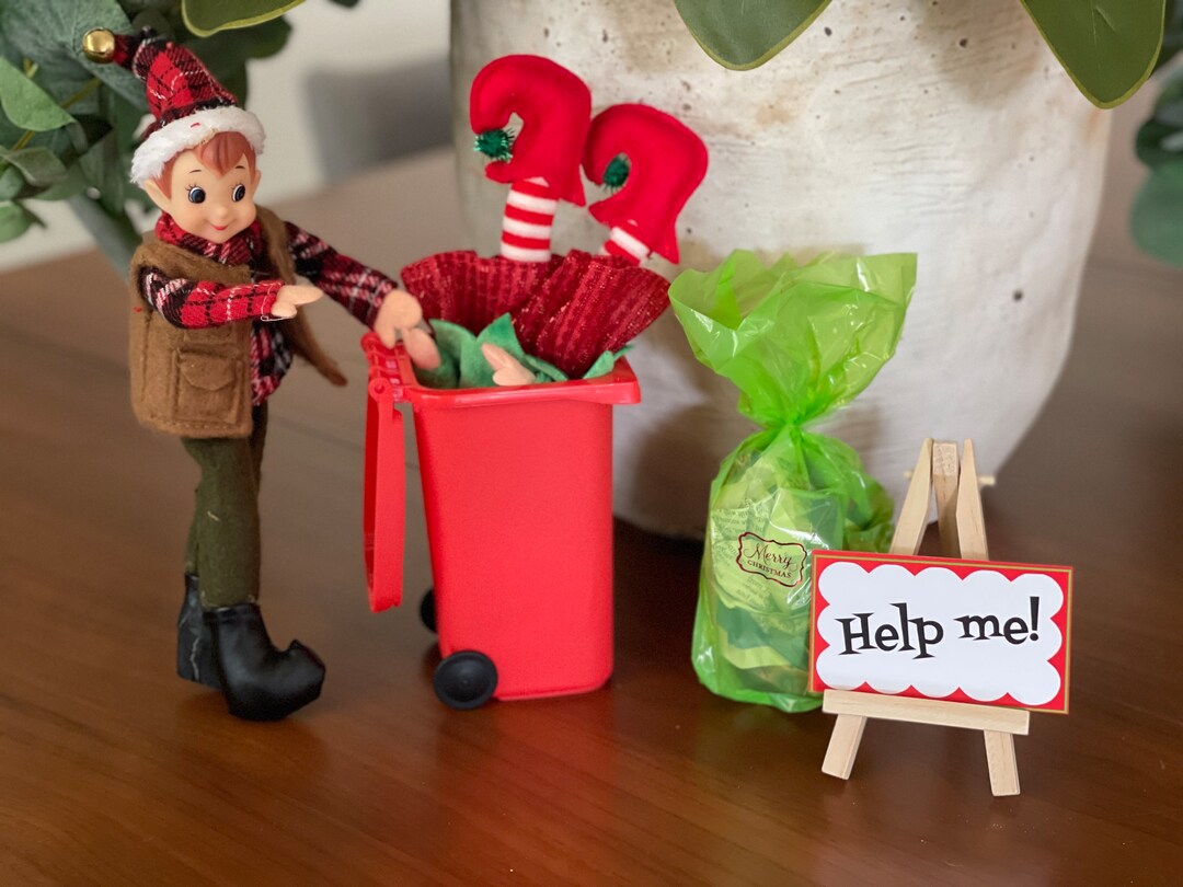 Deluxe Elf Accessory - Funny Elf Trash Can With Arrival Letter, Elf ...