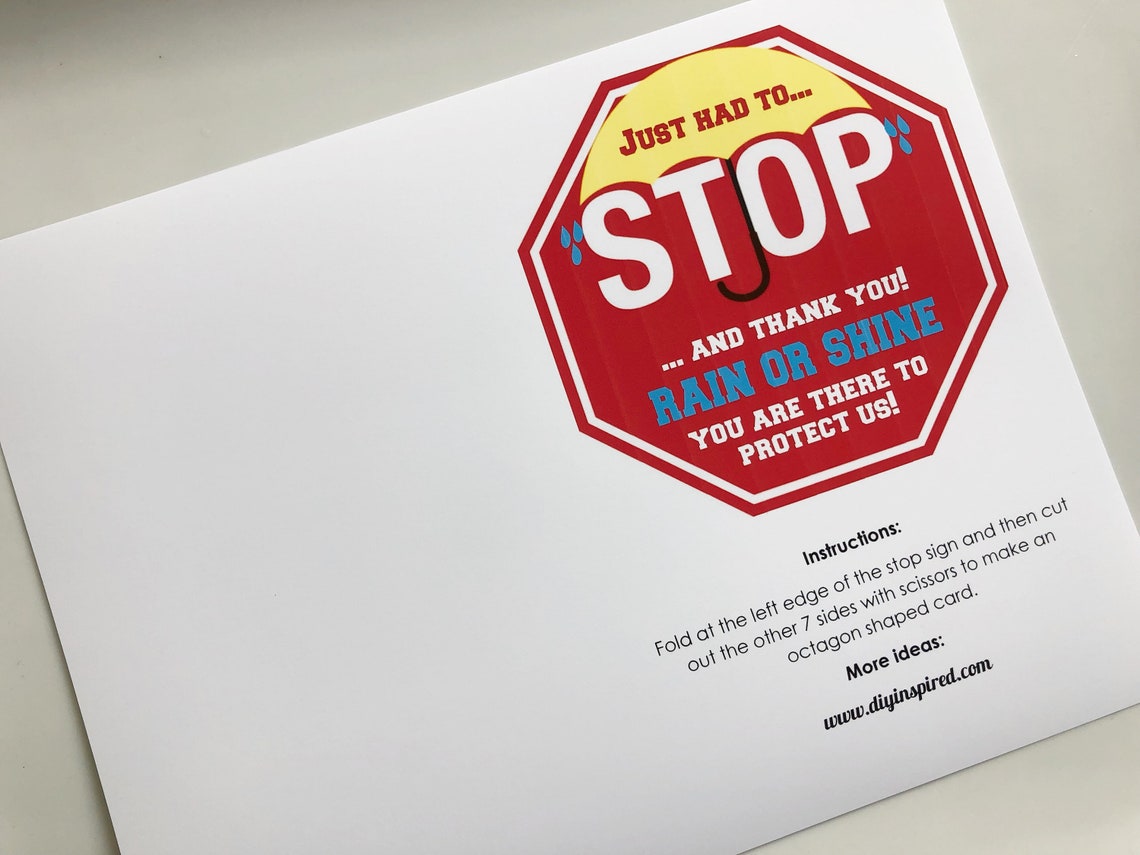 Crossing Guard Printable Thank You Card - Rain or Shine - Etsy