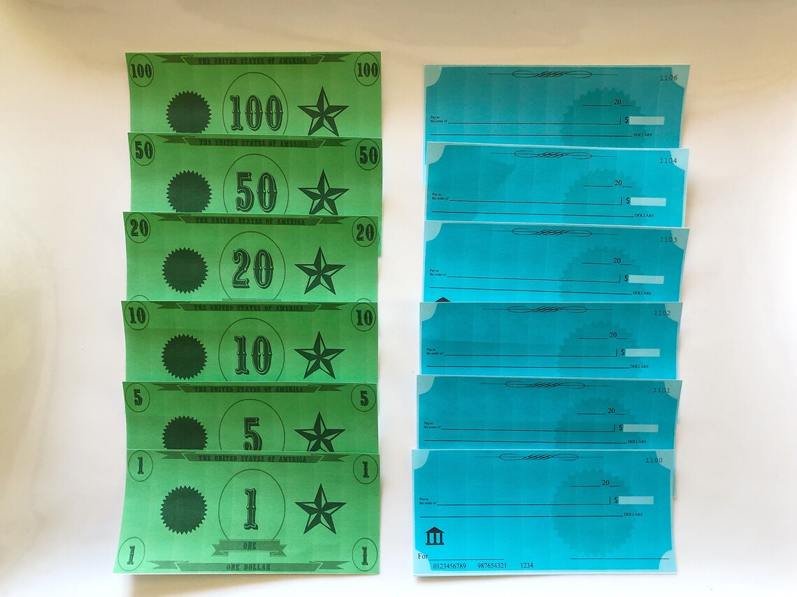 Printable Pretend Money & Pretend Checks - Etsy