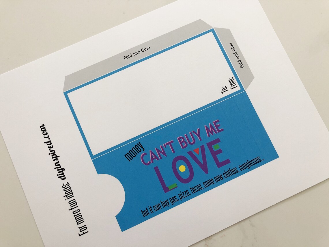 Can't Buy Me Love Printable Money Holder | Etsy