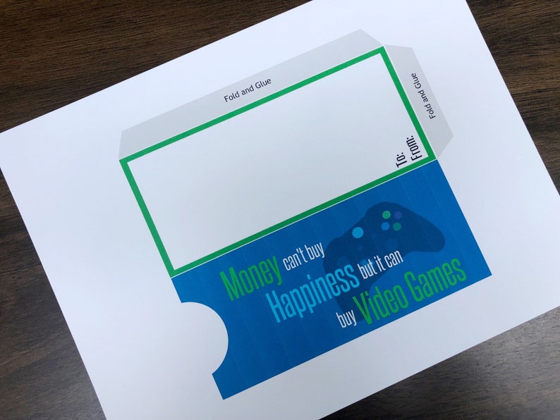 Video Gamer Cash Money Envelope Printable - Etsy