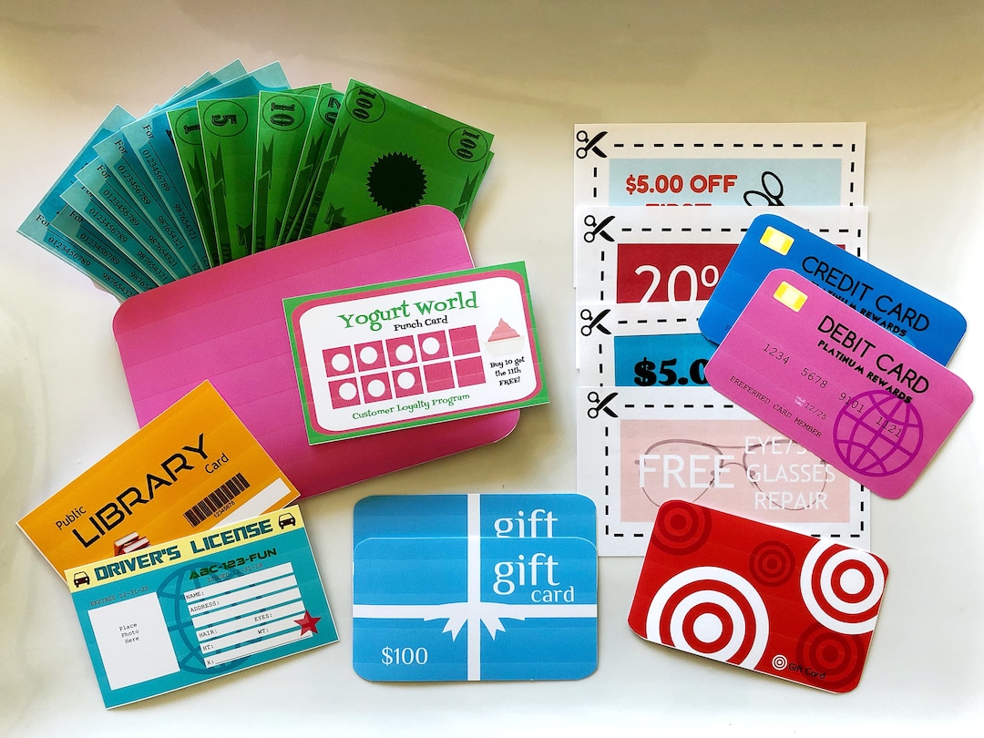 Pink Play Wallet Printable With Play Cards, Play Money, Play Checks ...