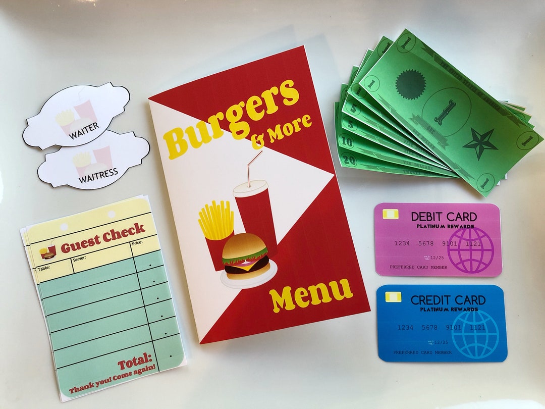 Play Restaurant Printable - Burgers and More Diner - Etsy