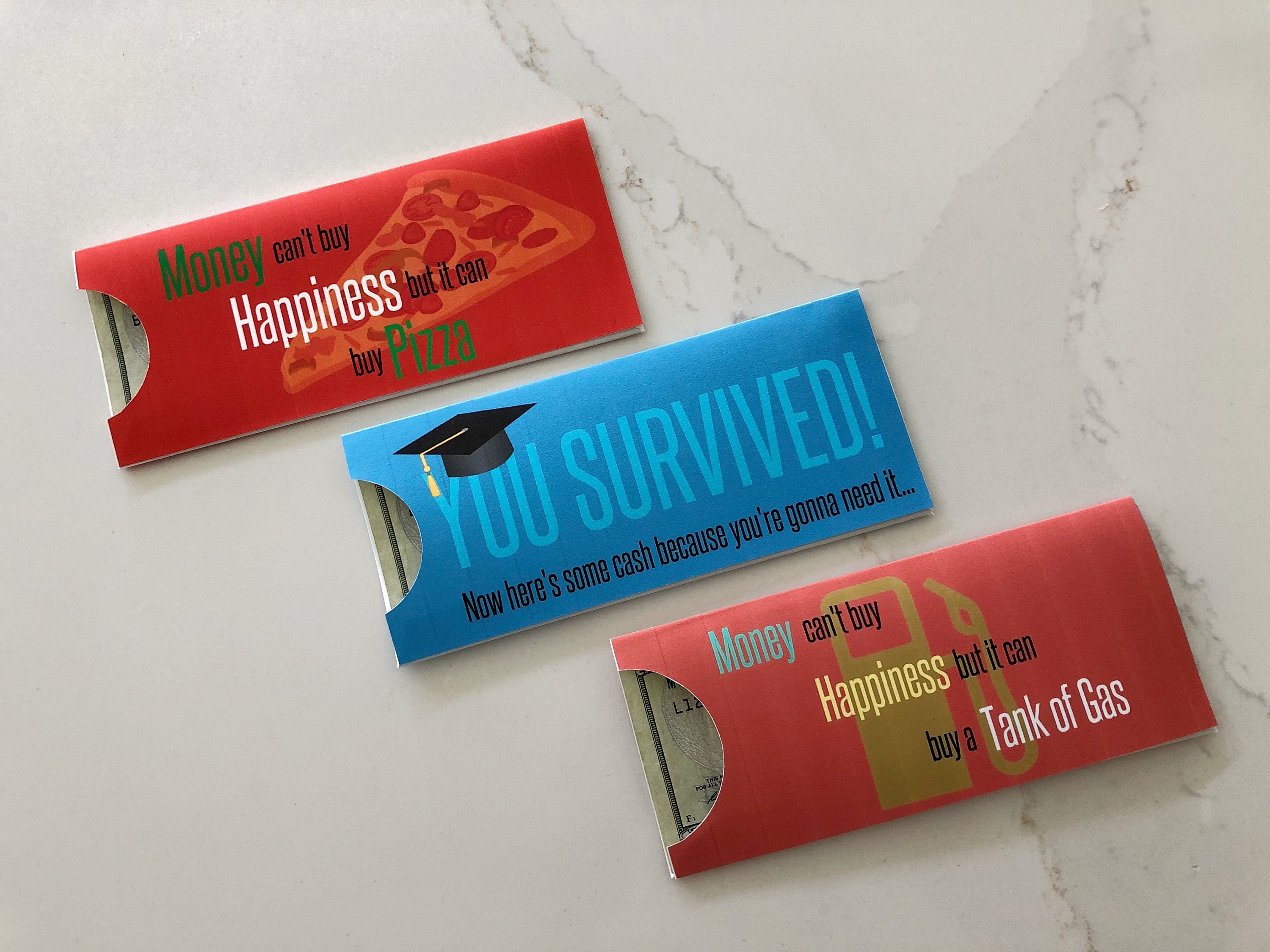 Cash Money Envelope Bundle for Graduation - Pizza, Gas, You Survived ...