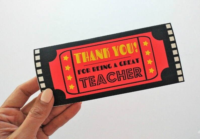 Thank You Teacher Movie Ticket Printable Envelope | Etsy
