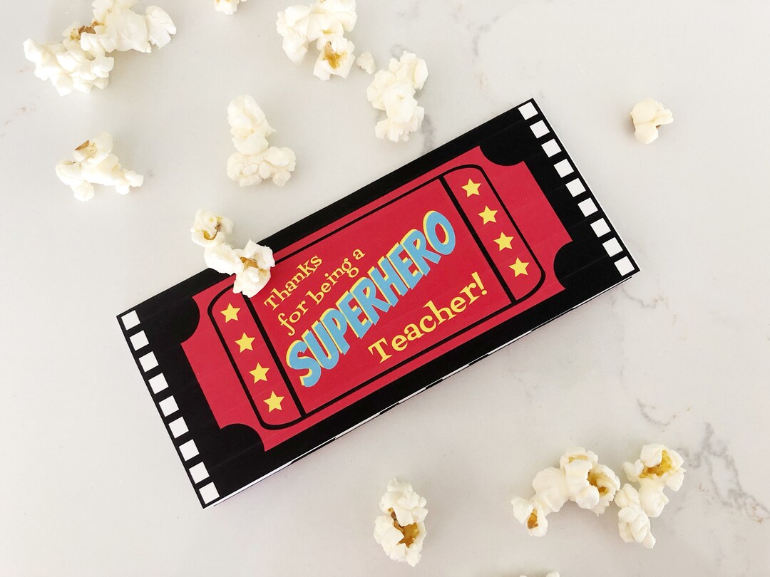 Superhero Teacher Movie Ticket Printable Envelope - Etsy