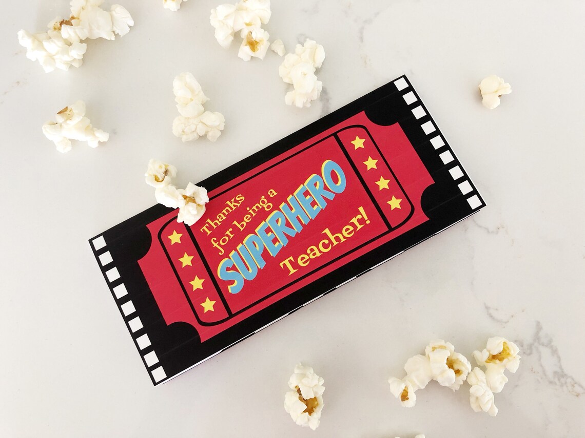Superhero Teacher Movie Ticket Printable Envelope | Etsy