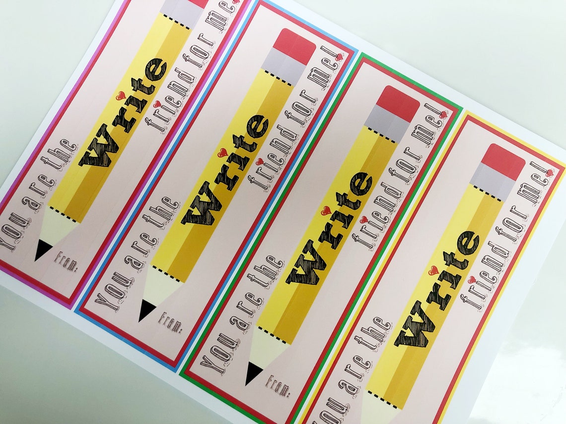 Pencil Printable Valentine you Are the Write Friend for Me - Etsy