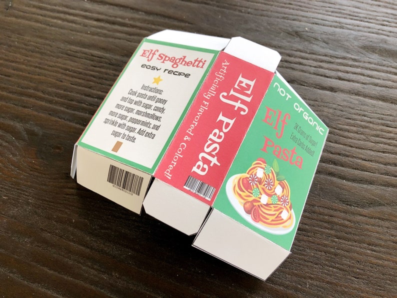 Elf Sized Printable Spaghetti Pasta Box Instant Download - Etsy
