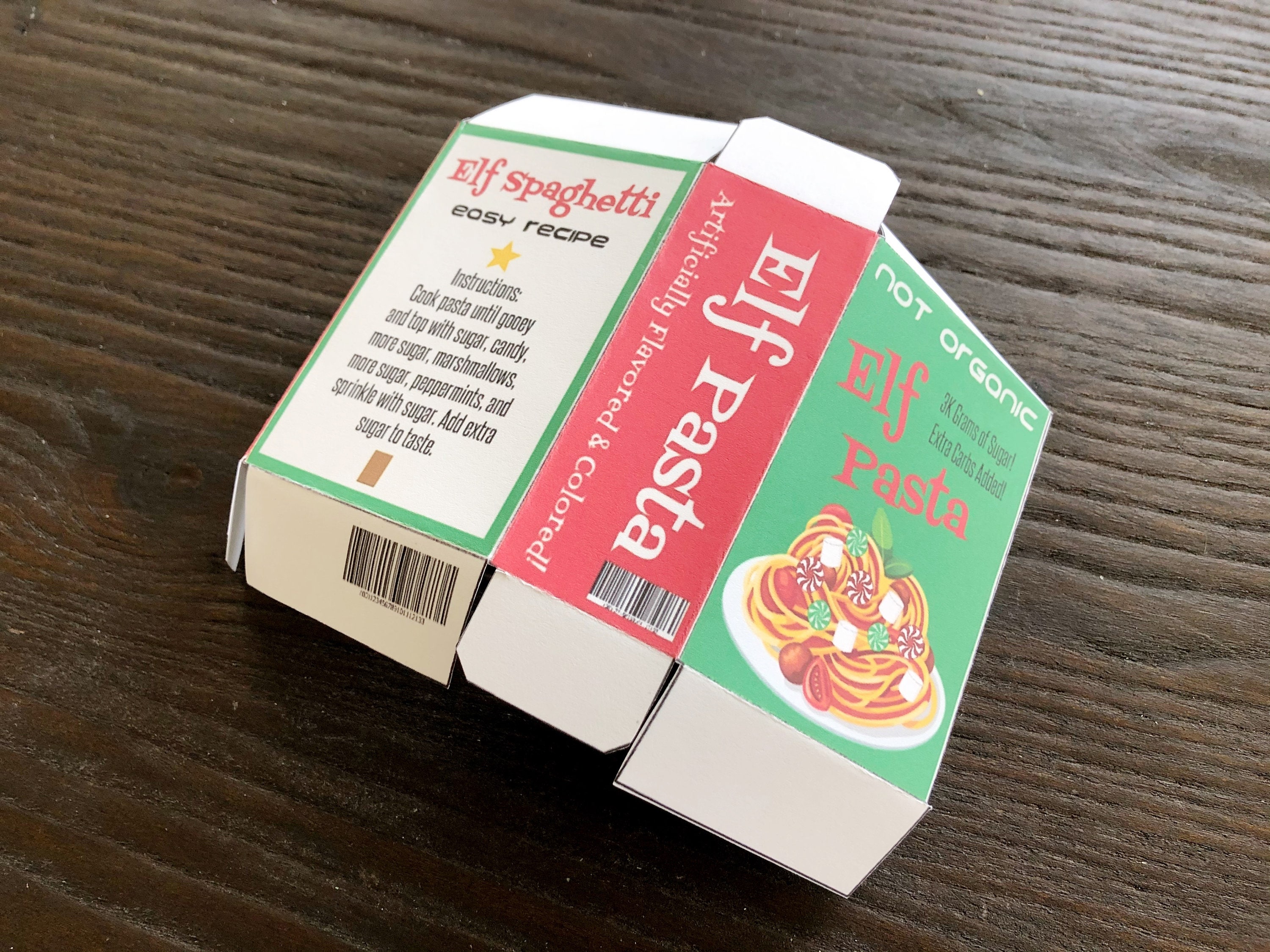 Elf Sized Printable Spaghetti Pasta Box Instant Download - Etsy Nederland