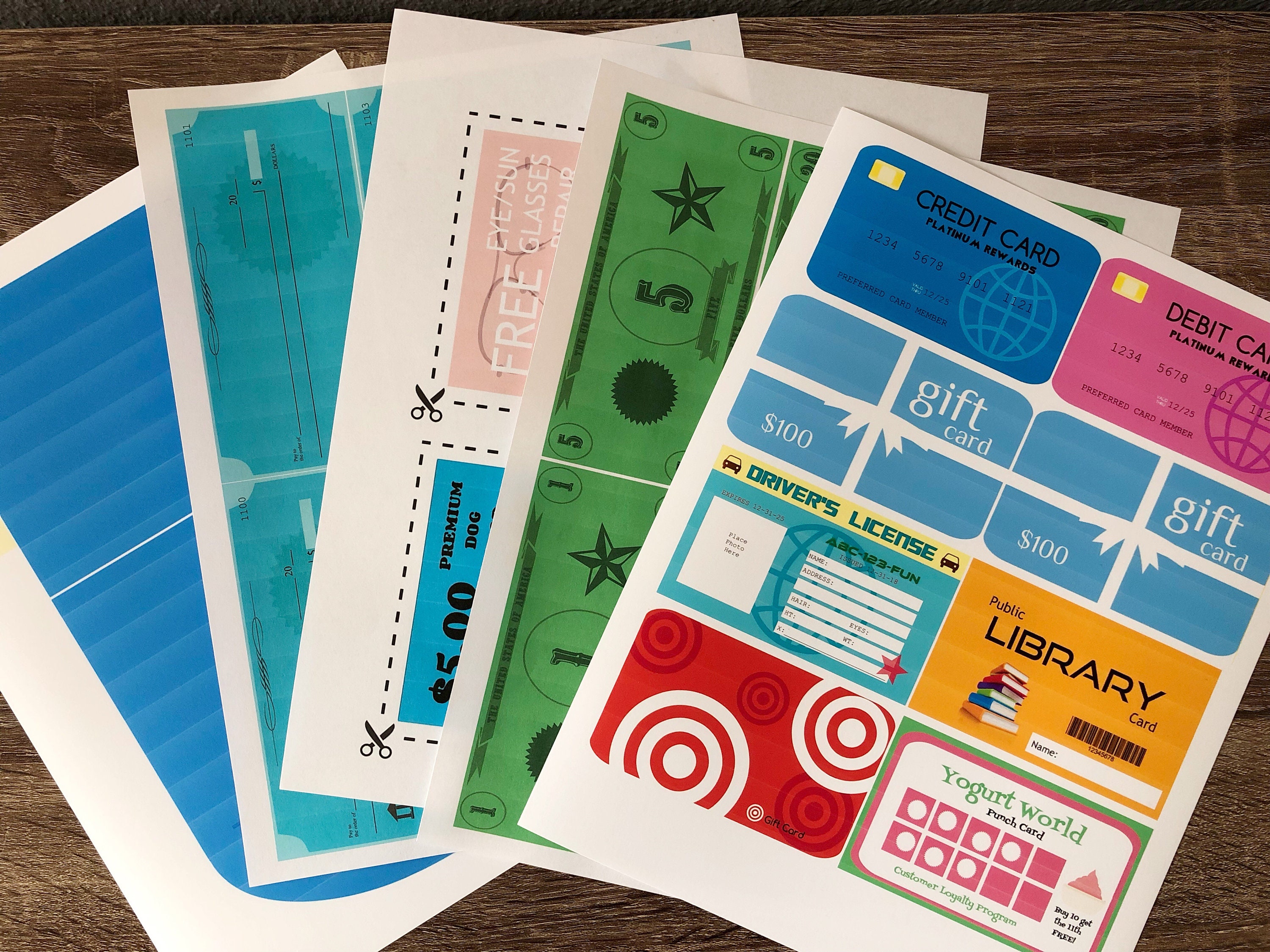 Printable Play Wallet: Pretend Play Money, Checks, Cards (PDF) - Etsy