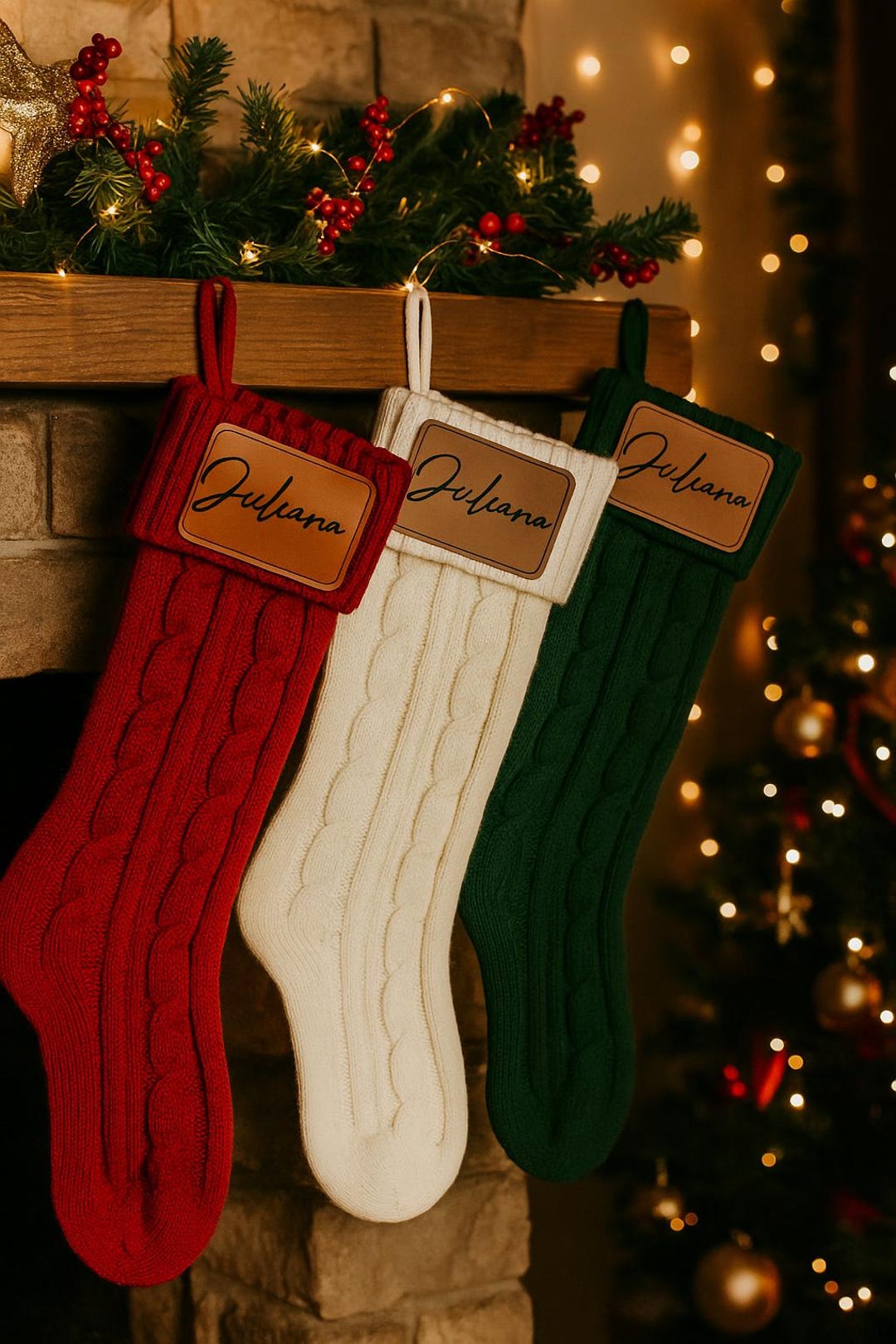 Knitted Laser Engraved Personalized Christmas Stockings Custom ...