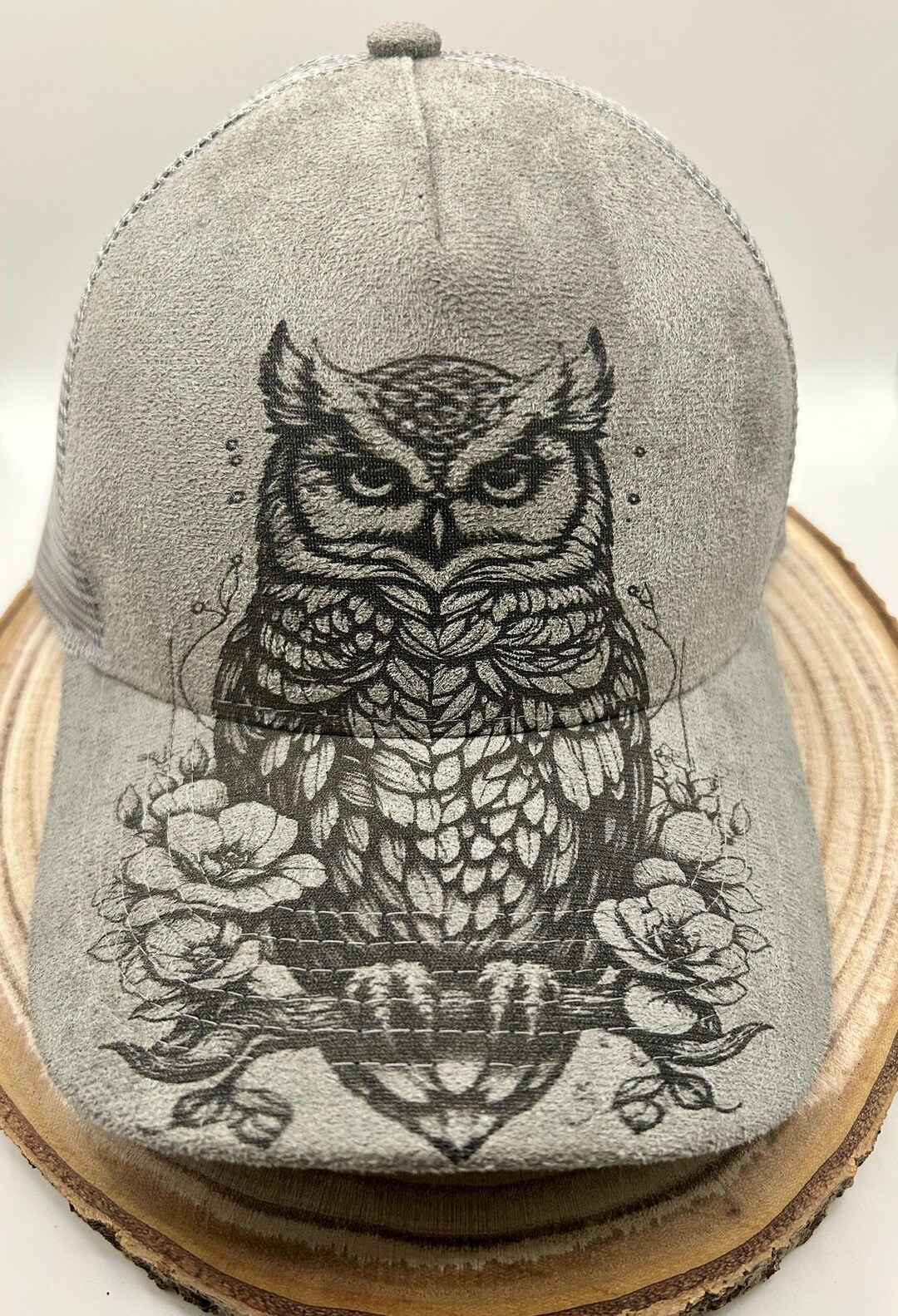 Laser Engraved Suede 5 Panel Owl Flower Design - Etsy