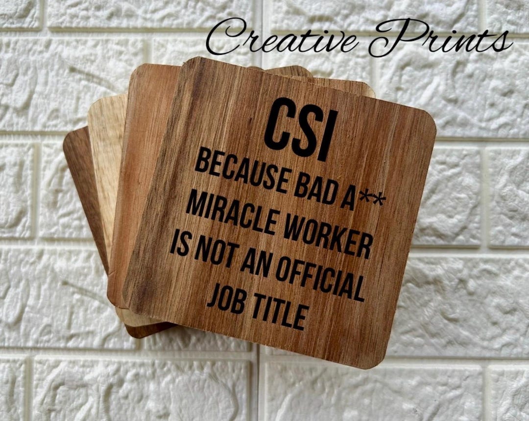 Personalized Acacia CSI Coaster Engraved Wood Coasters - CSI Gift ...