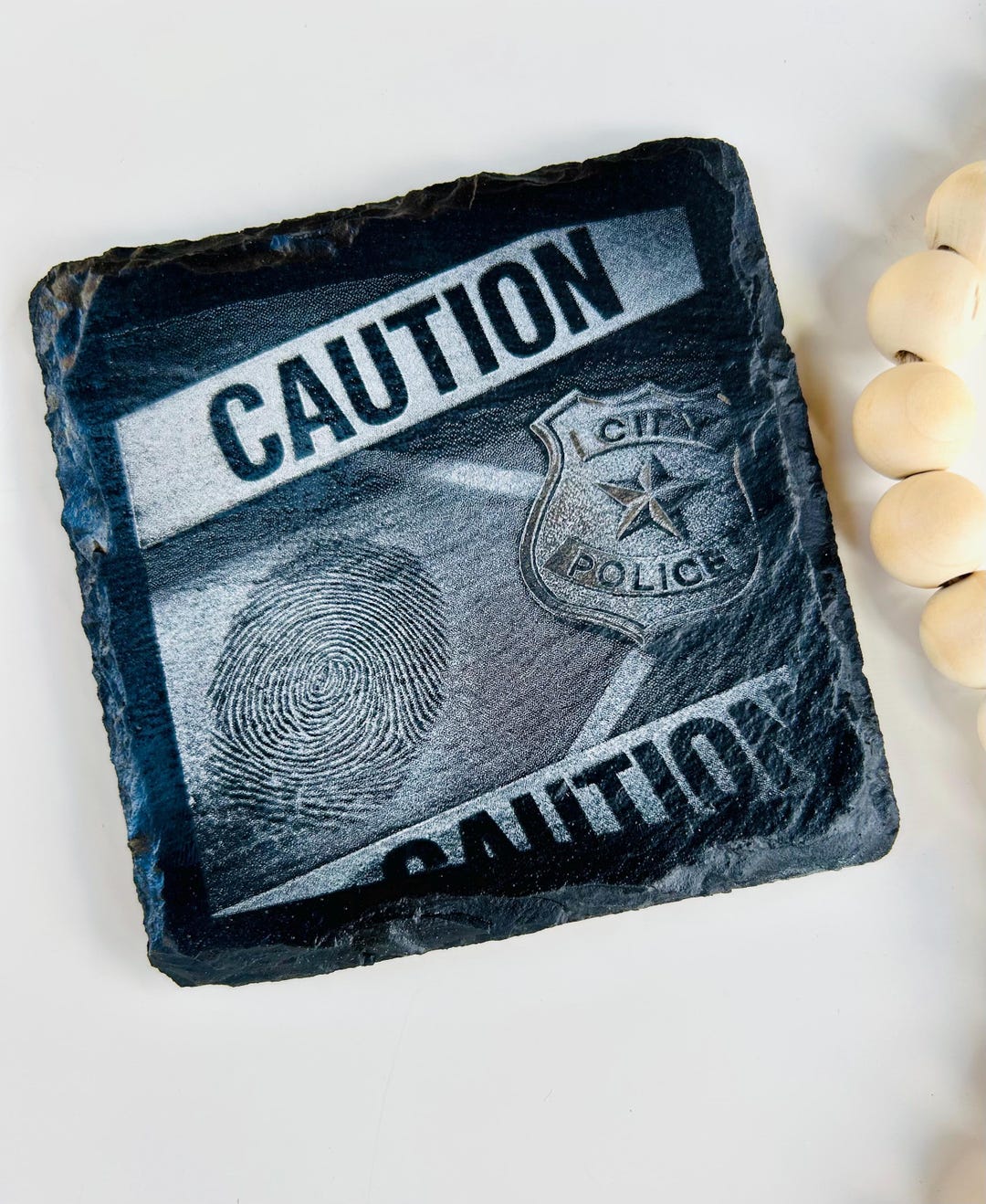 CSI Slate Coaster , Laser Engraved Slate Coaster, Rustic Stone Coaster ...