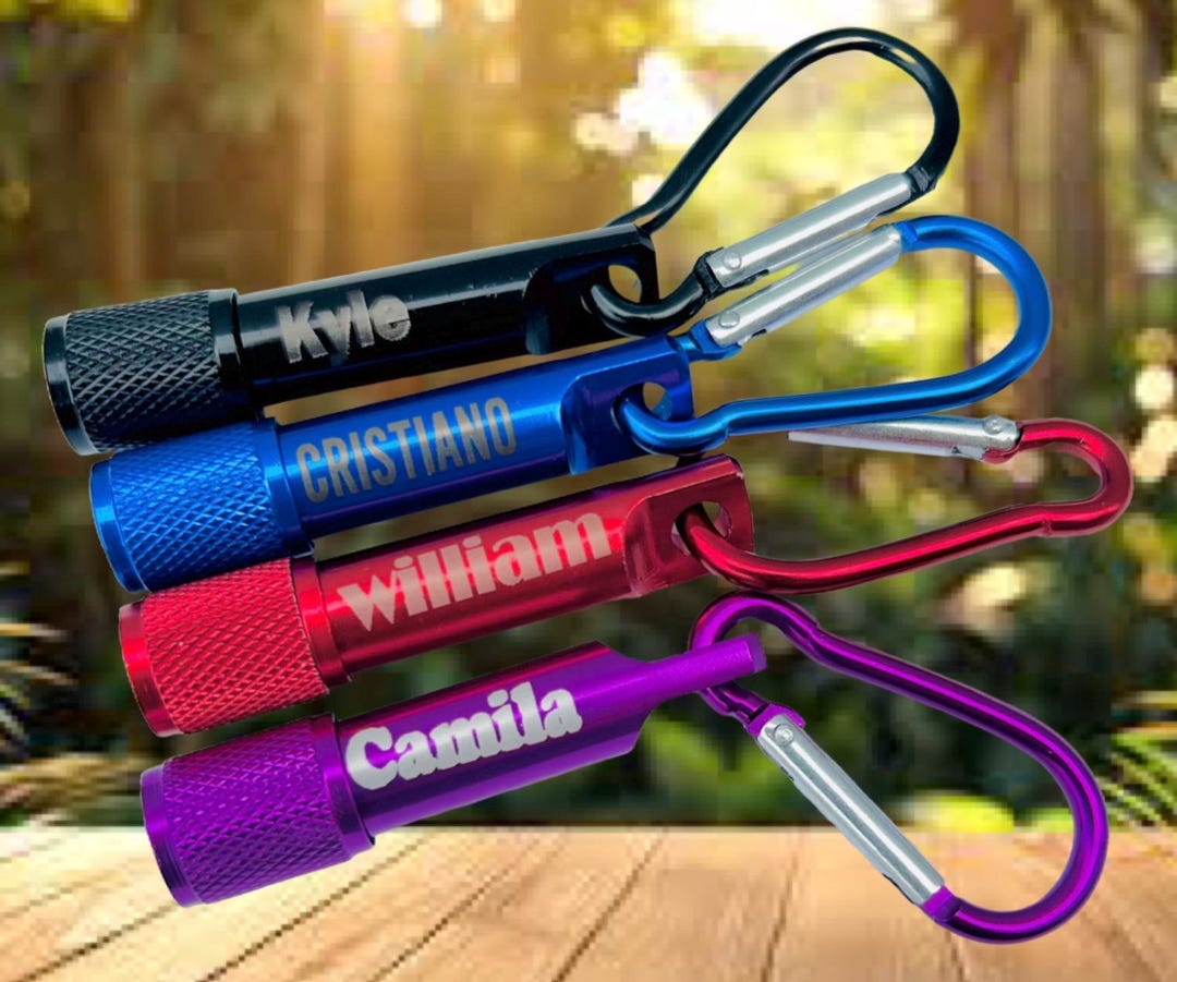 Personalized Mini LED Flashlight Carabiner Keychain for Camping Back to ...