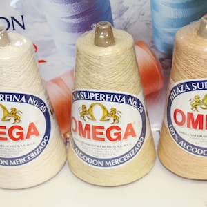 Omega Crochet Cotton Thread: White Hilaza Superfina Cone (240grams) - Etsy