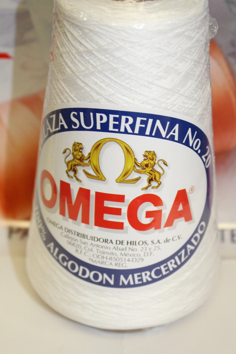Omega Crochet Cotton Thread: White Hilaza Superfina Cone (240grams) - Etsy