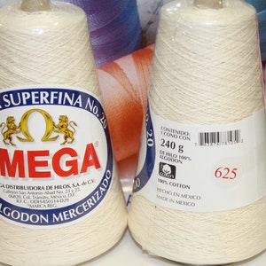 Omega Crochet Cotton Thread: White Hilaza Superfina Cone (240grams) - Etsy
