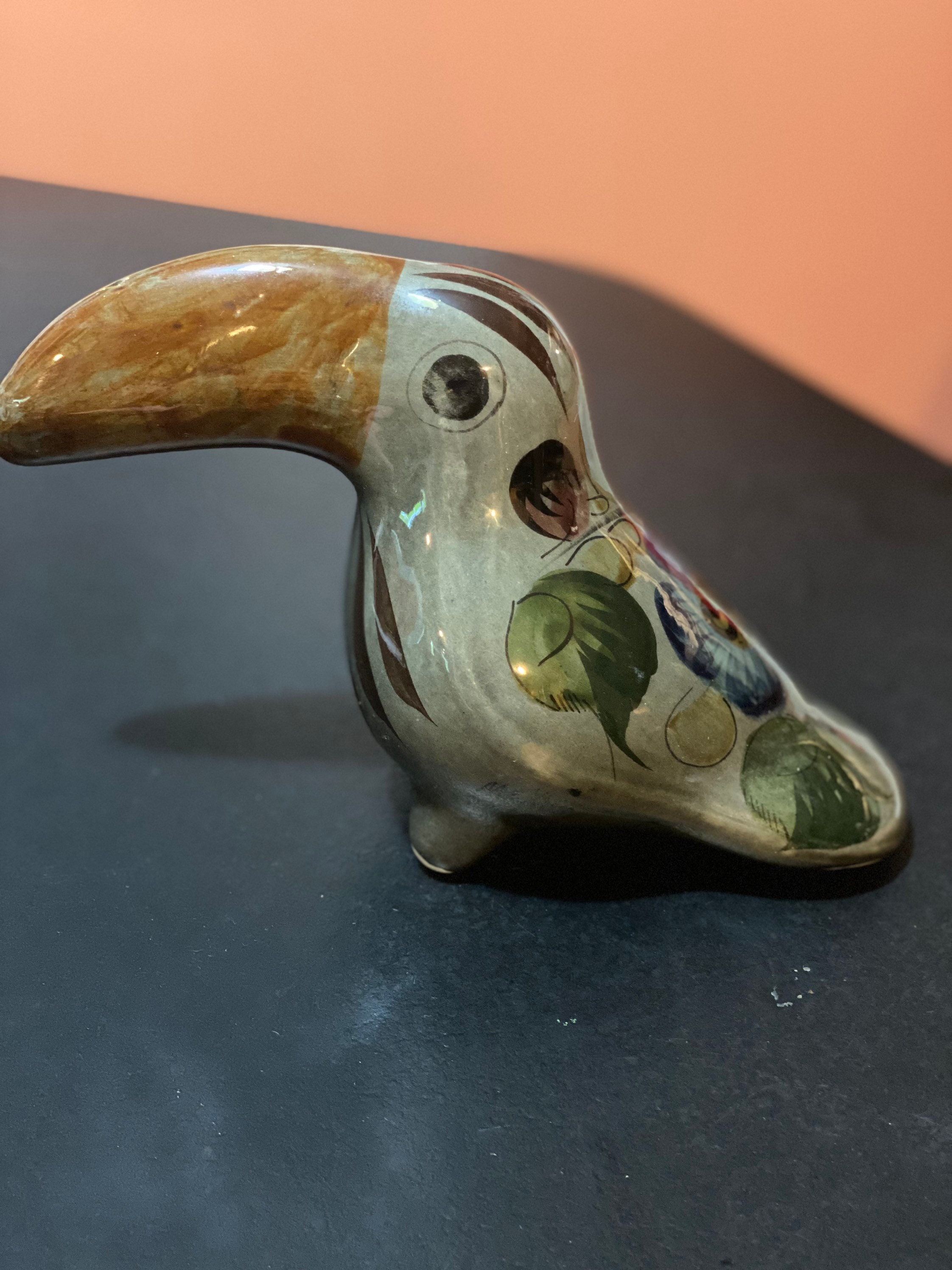 Mexican Tonala Pottery Toucan-vintage Mexican Pottery, Mexican Critter ...
