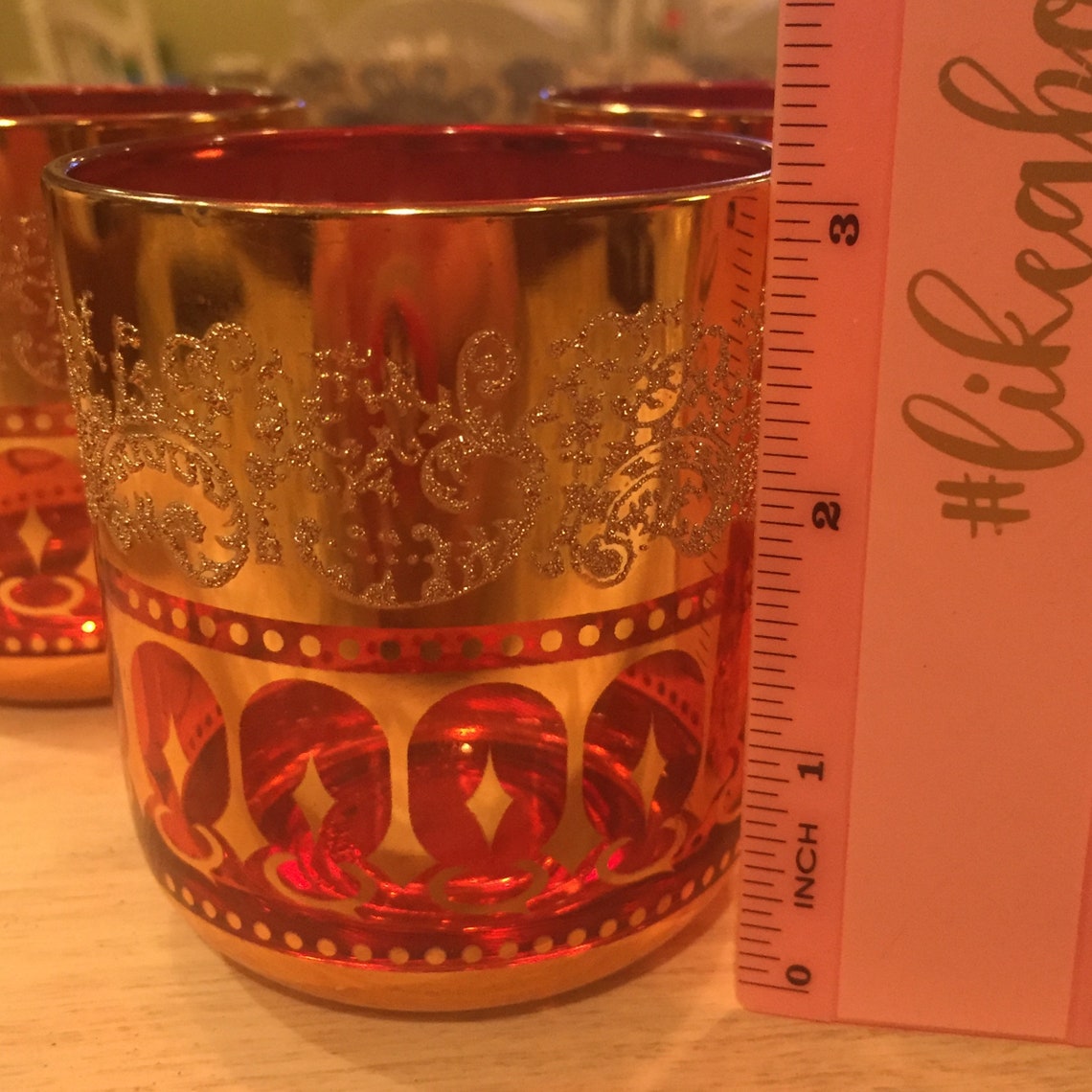 Moroccan Tea Cups Made in Korea Boho Tea Cups Red Glass - Etsy