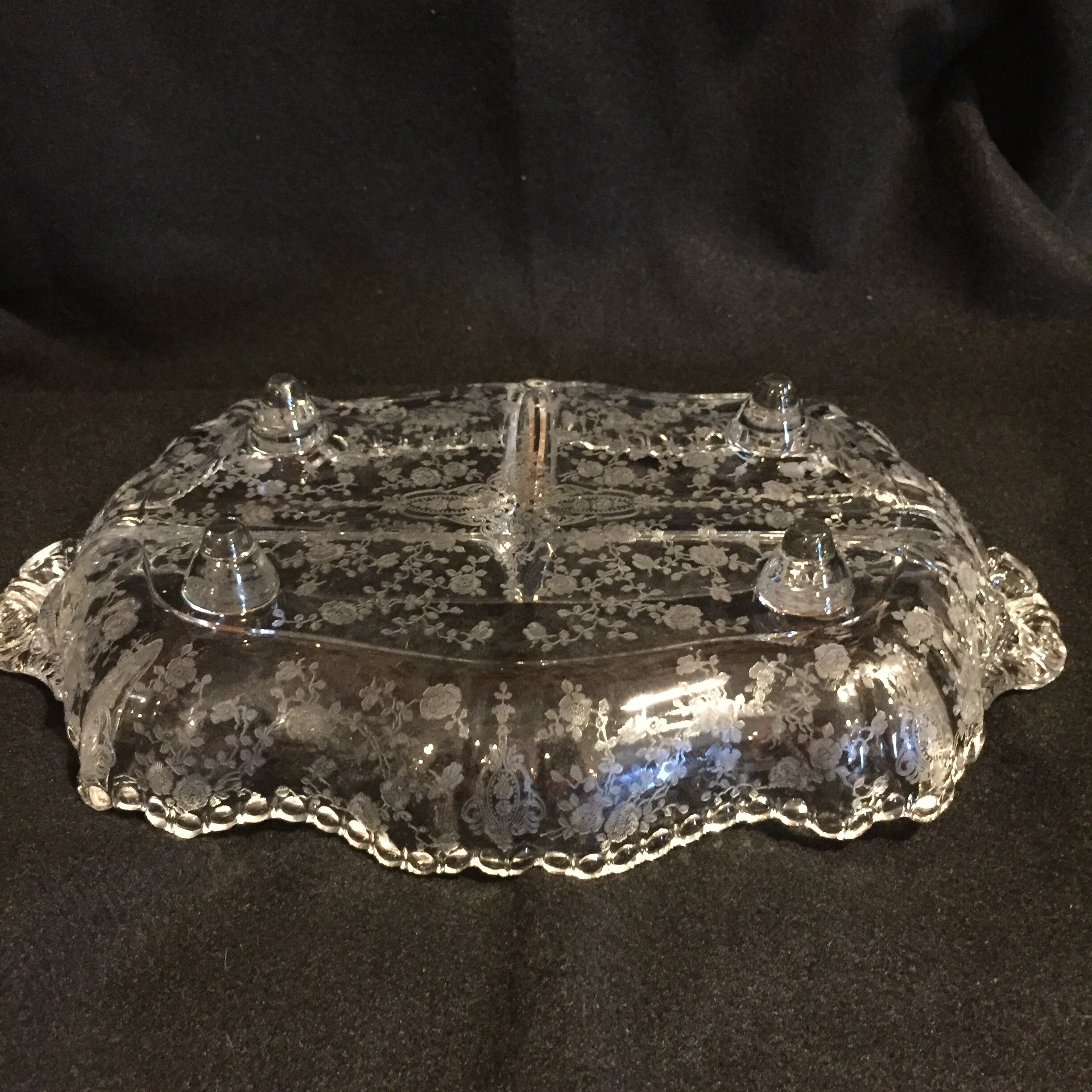 Cambridge Rose Point 3 Part Relish Dish Clear Glass Serving | Etsy