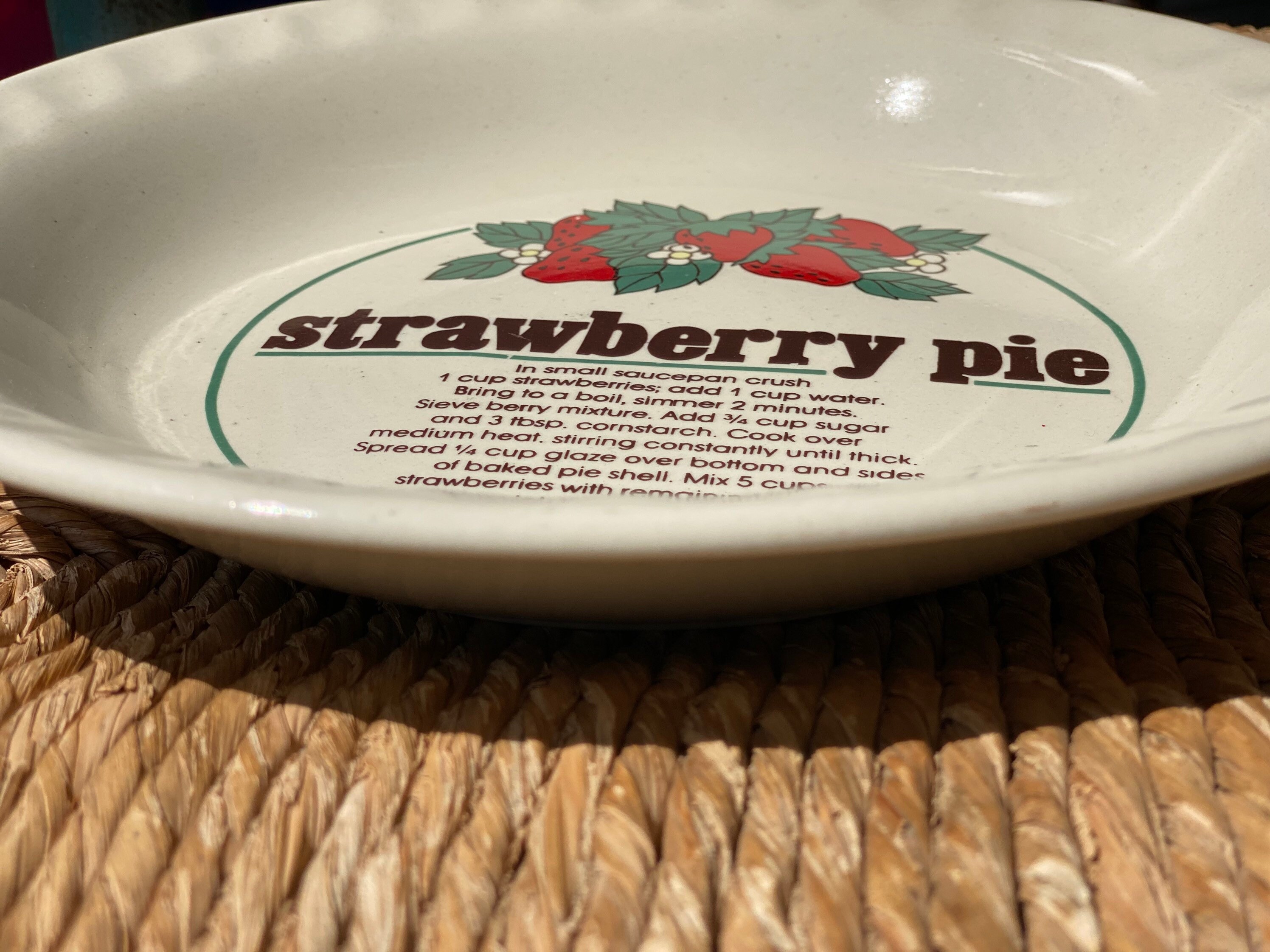 Vintage Strawberry Pie Plate With Recipe 1980s With Bar Code - Etsy