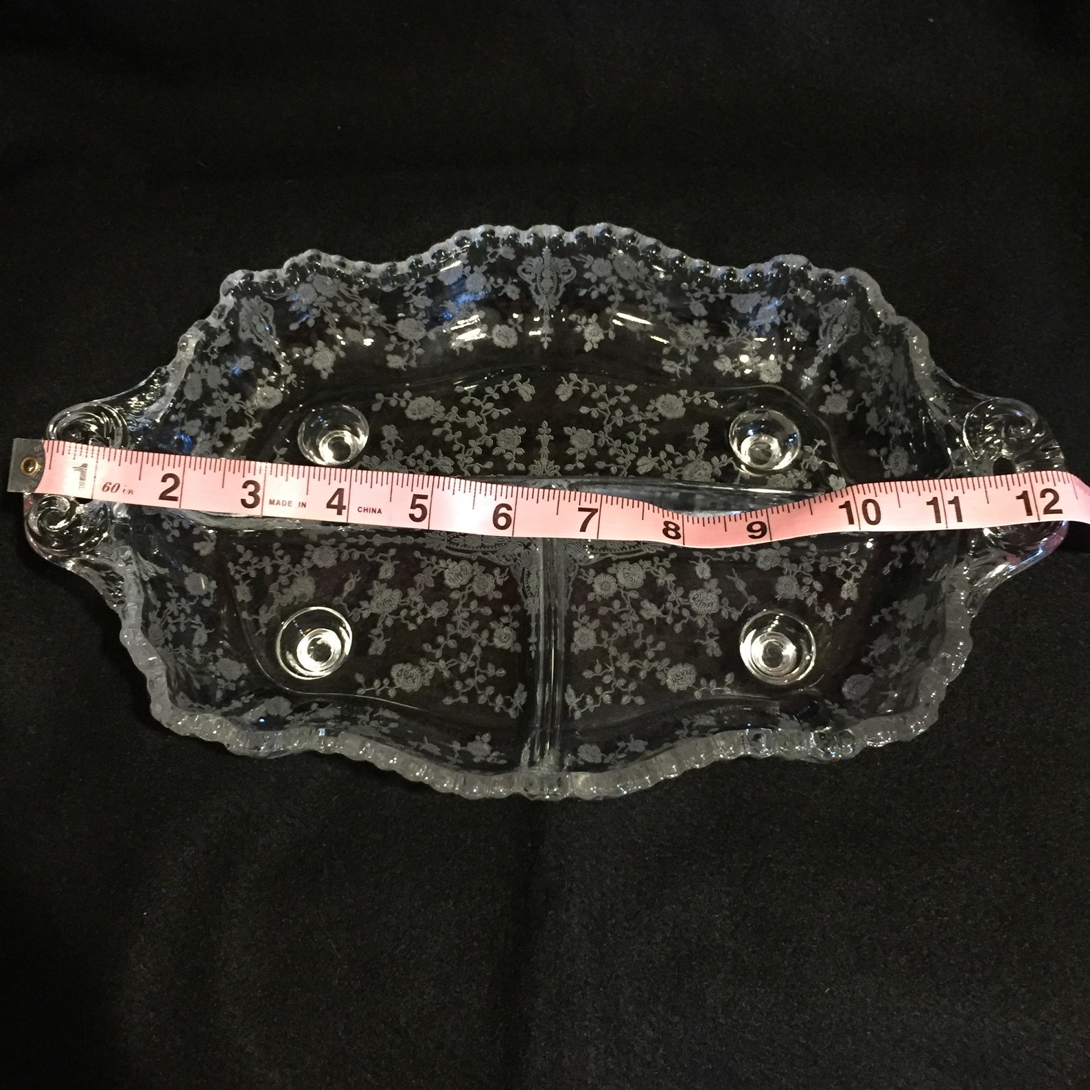 Cambridge Rose Point 3 Part Relish Dish Clear Glass Serving | Etsy