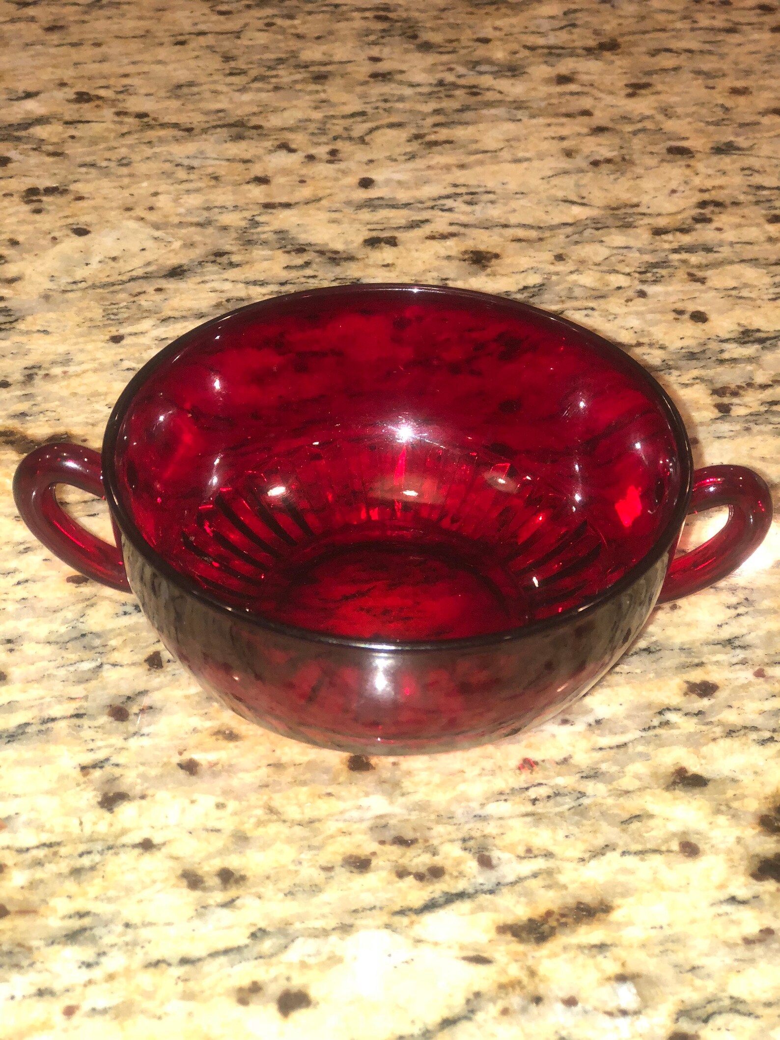 Bowl, Handled Bowl, Ruby Red, Glades by Paden City, Cream Soup Bowl ...