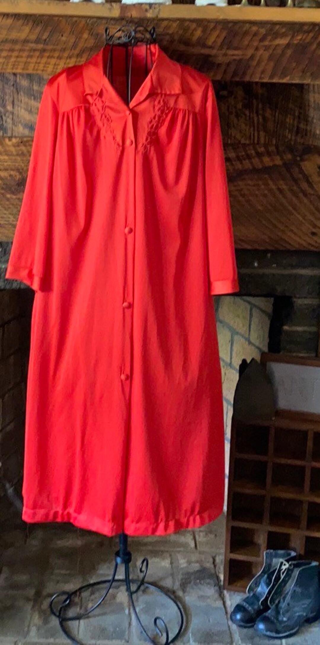 Vintage Red Vanity Fair Robe and Night Gown, Size Small, Vintage ...