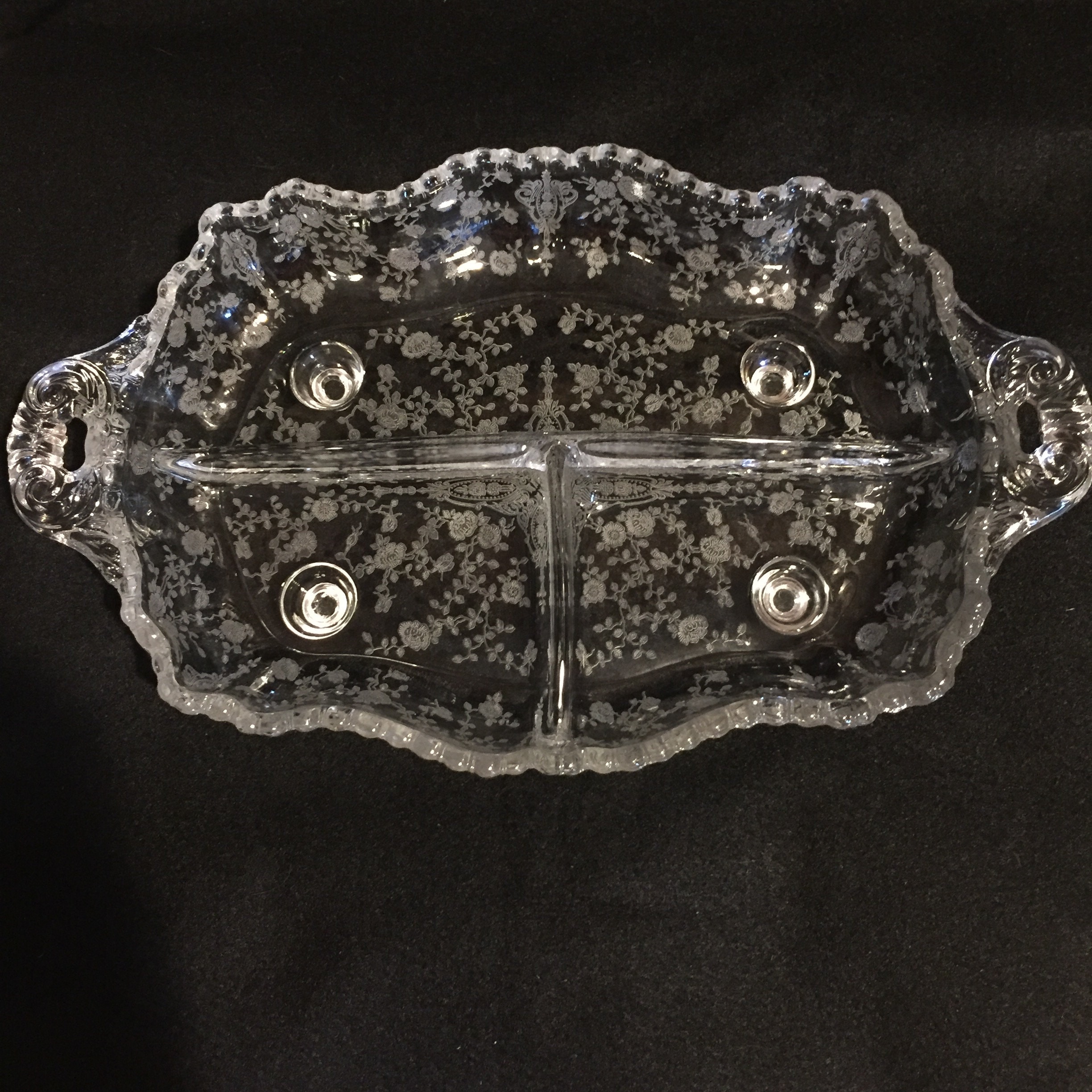 Cambridge Rose Point 3 Part Relish Dish Clear Glass Serving | Etsy