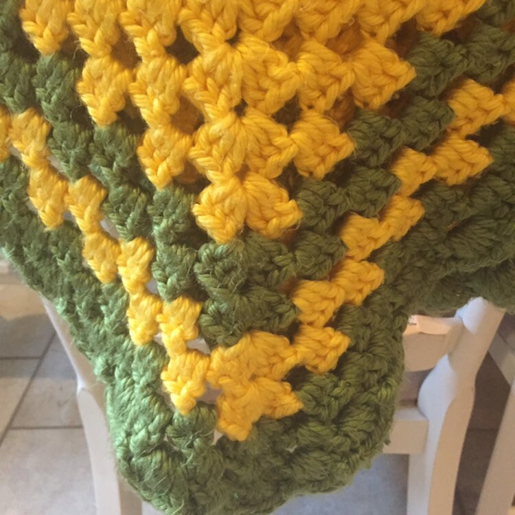 VTG Crochet Afghan in Yellow and Green Super Heavy Weighs 5 | Etsy