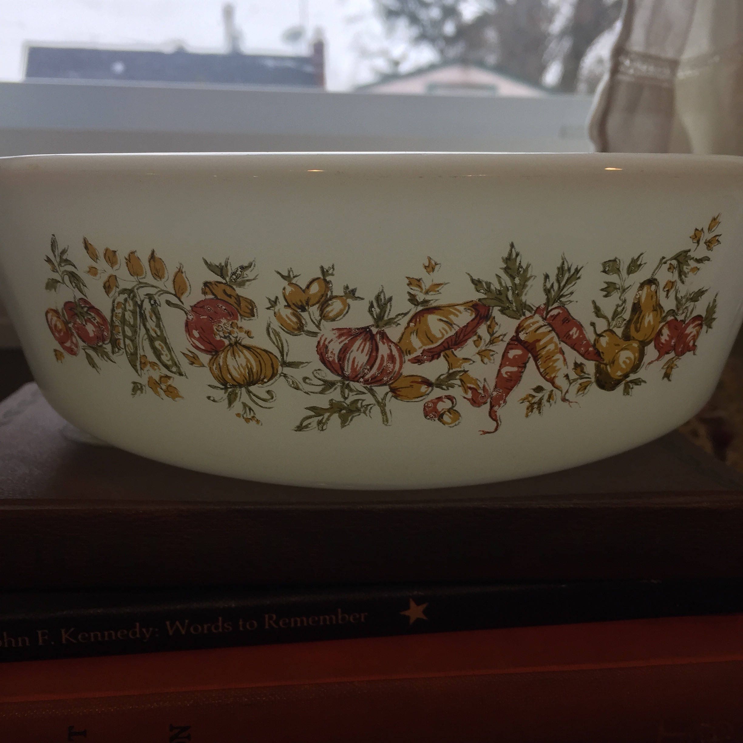 Vintage Fire King Casserole Dish Milk Glass Vegetable Harvest - Etsy