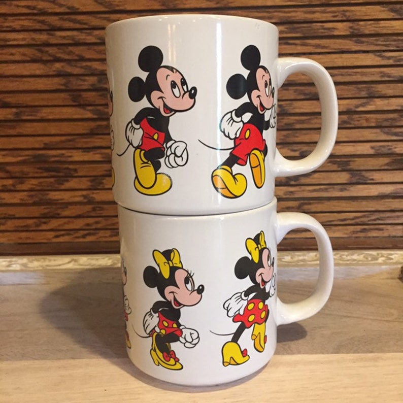 Disney Coffee Mugs Mickey Mouse & Minnie Mouse VTG 1990's Made in Korea ...