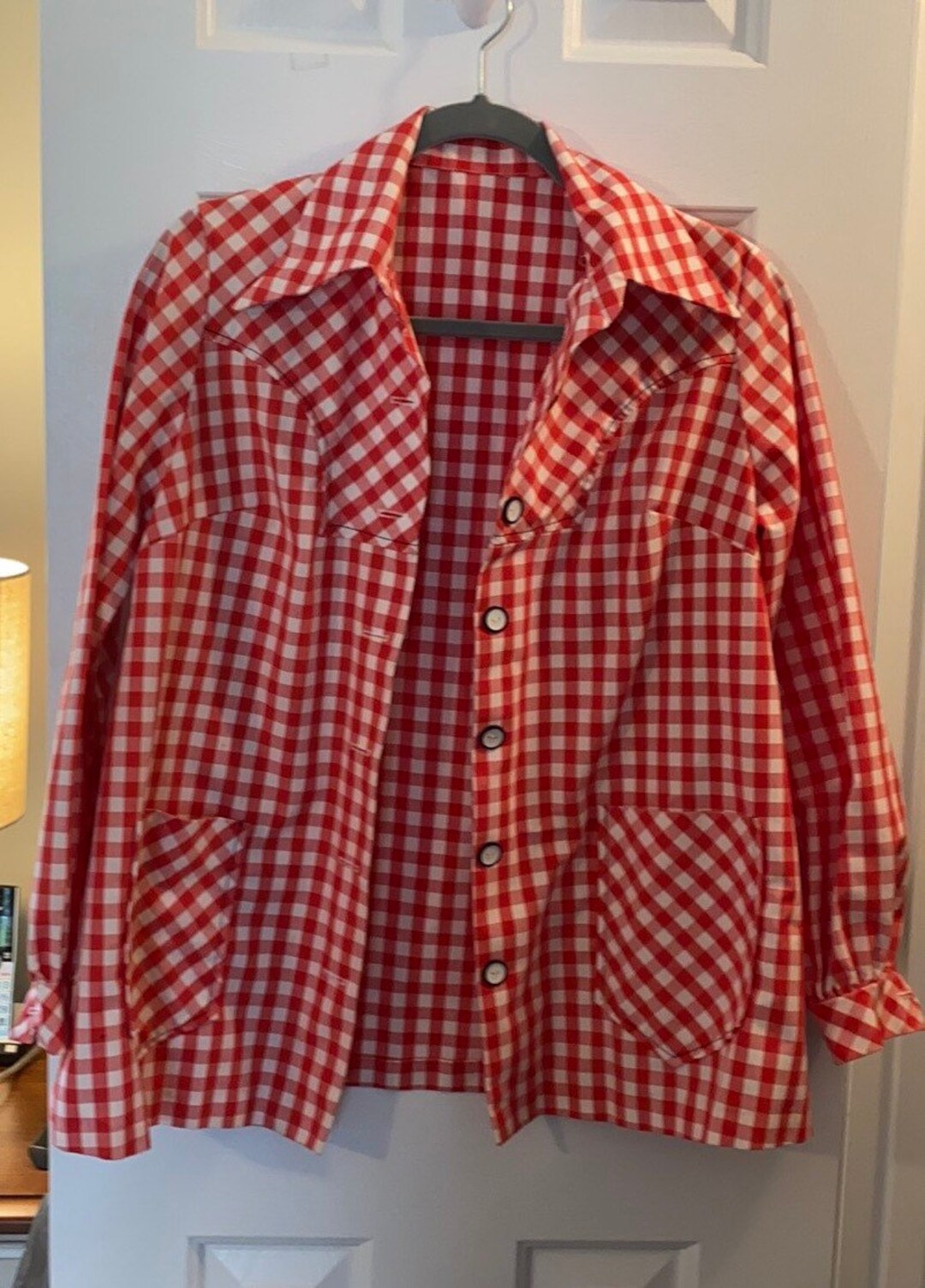Red Buffalo Check - Buffalo Plaid Handmade Jacket With Antique Buttons ...