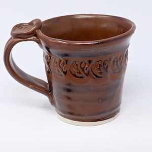 10 Oz. Deep Brown Mugs With Hand-carved Decorations - Etsy
