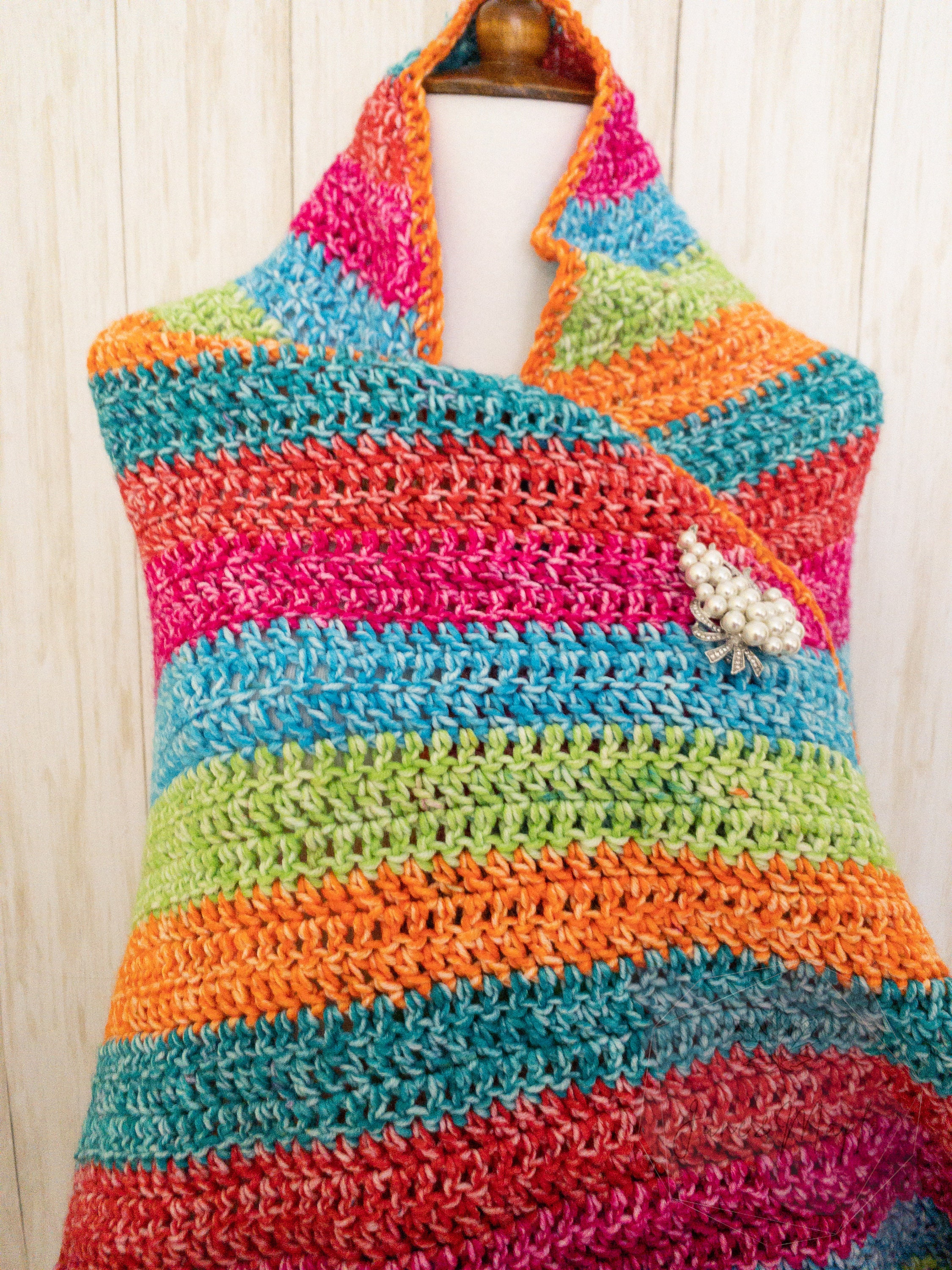Rainbow Ombre Crochet Shawl, Rainbow Crochet Wrap, Handmade Shawl ...