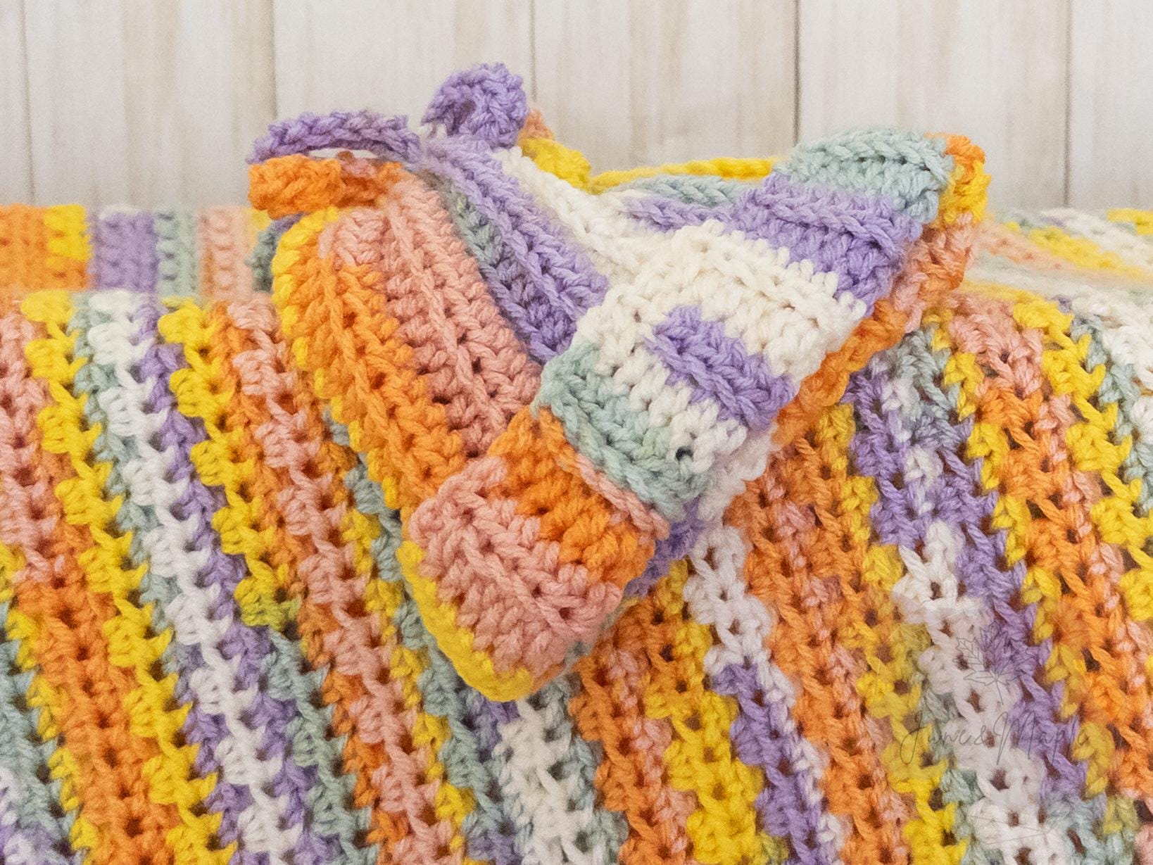 Handmade Orange Multi Colored Baby Blanket and Hat Set, Warm Acrylic ...