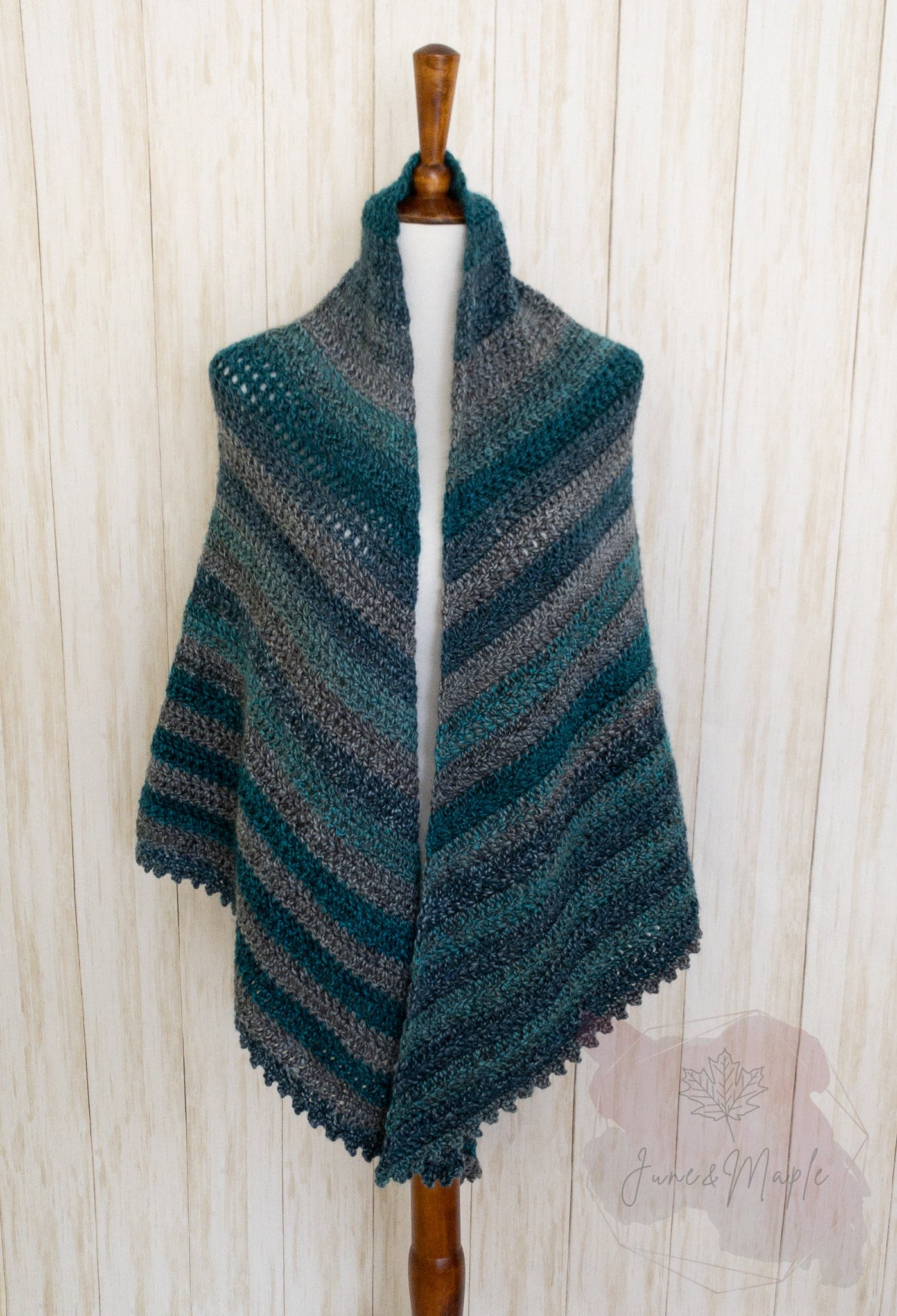 Teal and Gray Crocheted Shawl, Bright Turquoise Shawl Wrap, Handmade ...