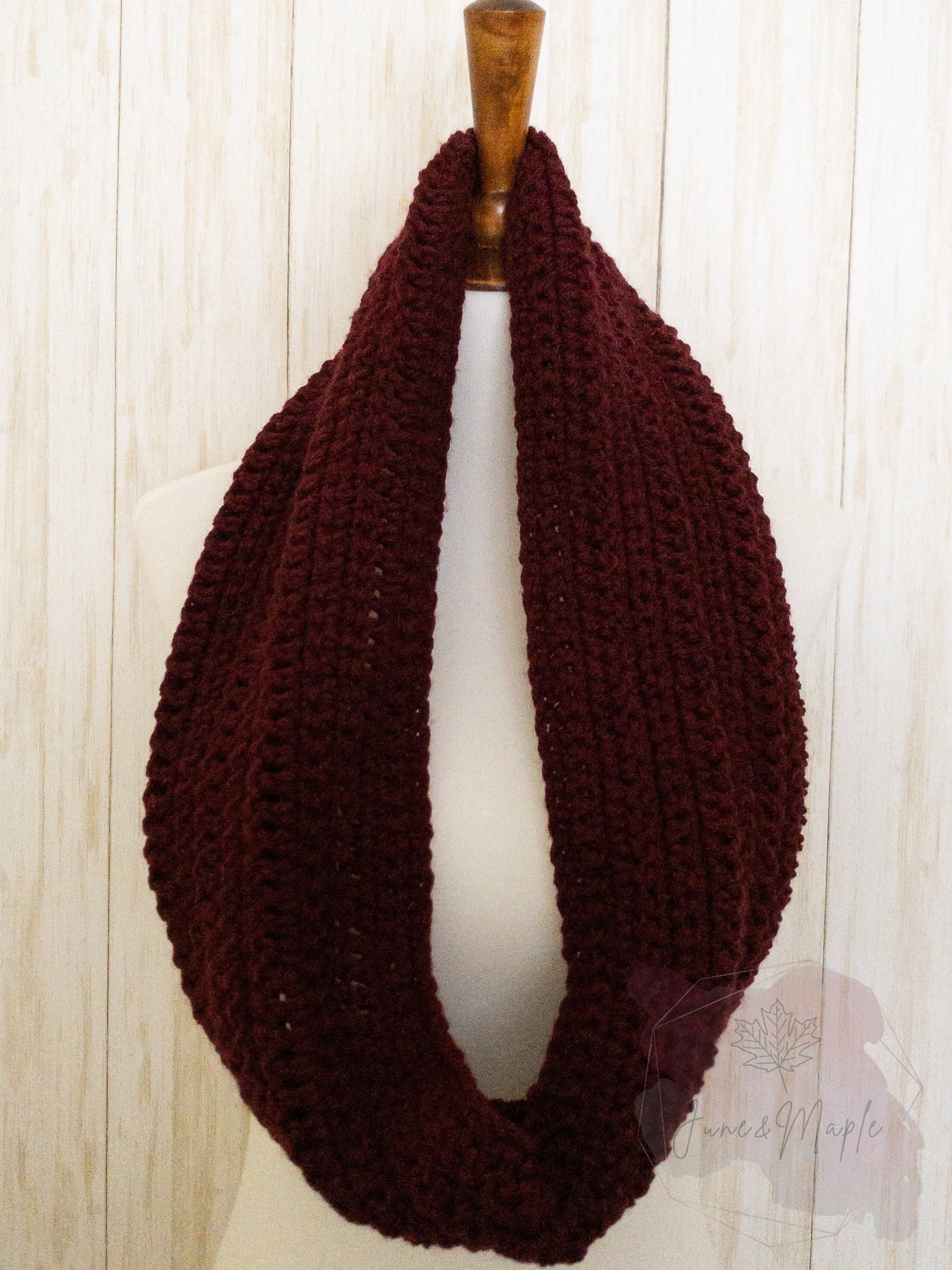 Maroon Cowl Scarf, Chunky Maroon Scarf, Maroon Infinity Scarf, Maroon ...