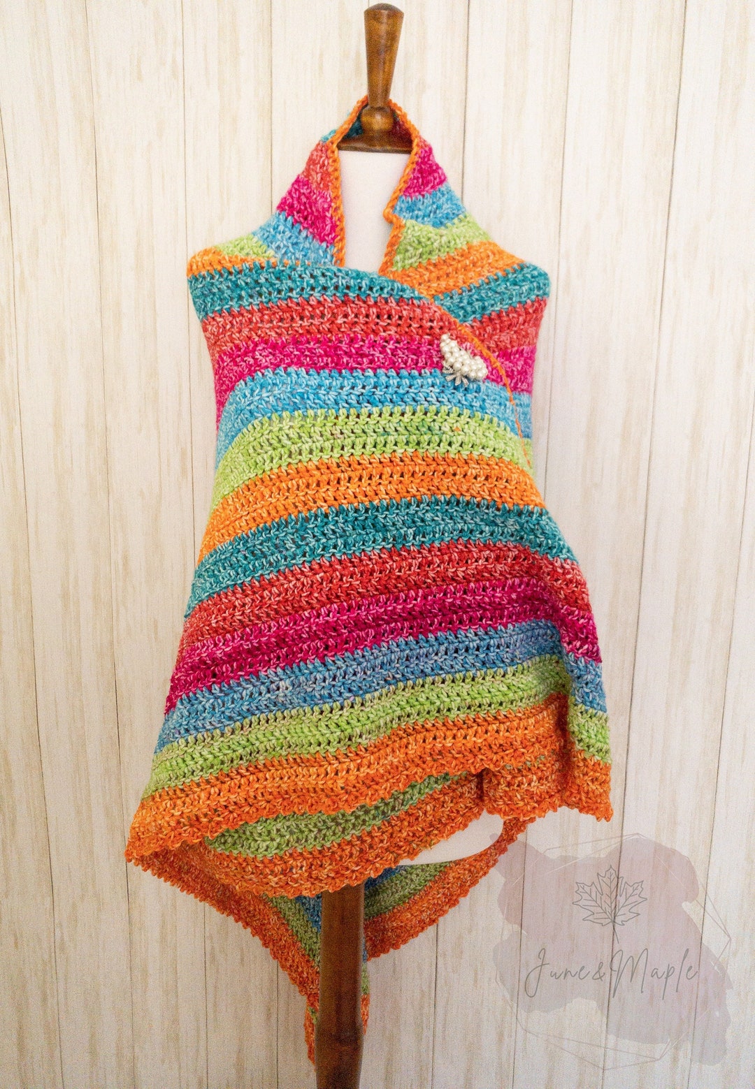 Rainbow Ombre Crochet Shawl, Rainbow Crochet Wrap, Handmade Shawl ...